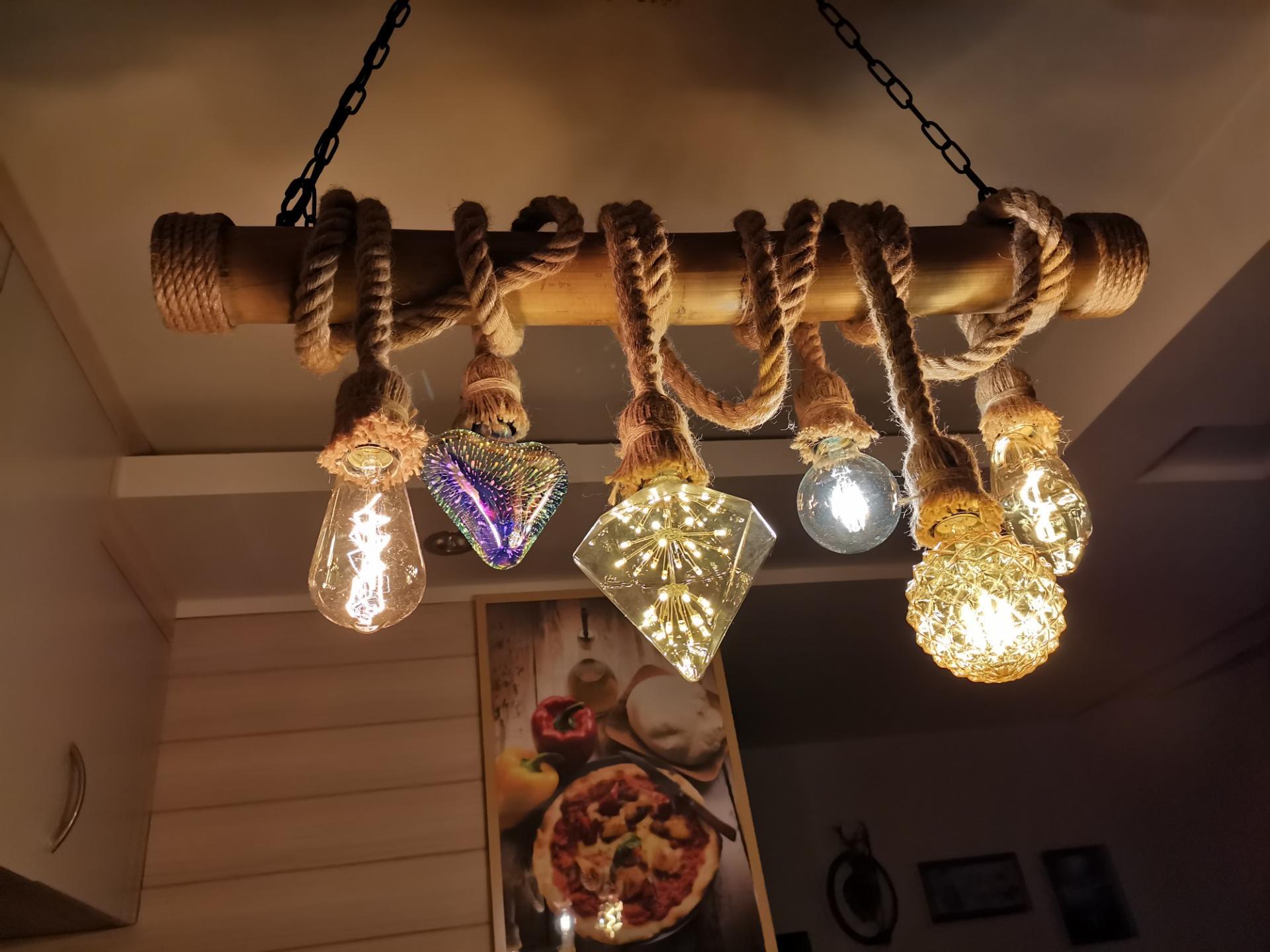 Arturest Pendant Light Bamboo Rope Chandelier Hemp Rope Pendant Lamp